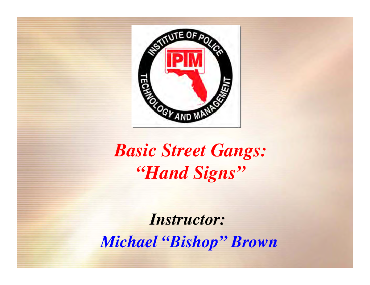 IPTM Basic Street Gangs Hand Signs 1 - Biology SL - Basic Street Gangs ...