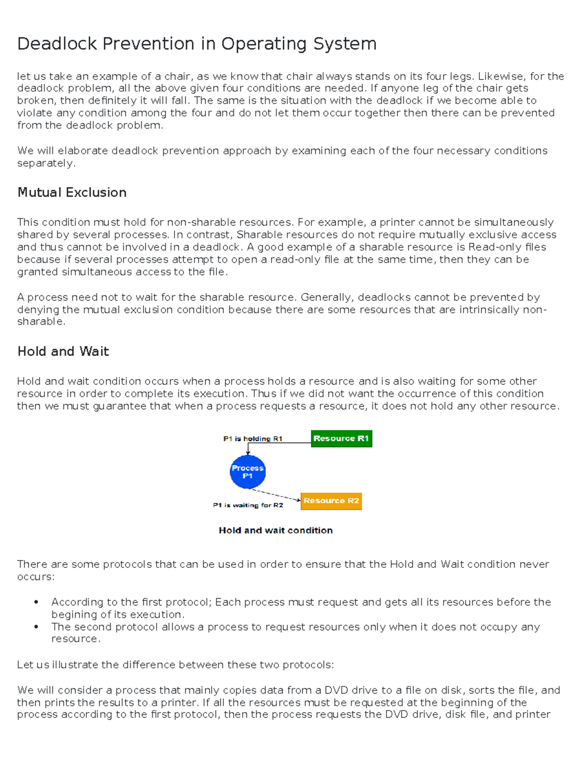 Deadlock Prevention in Operating System - Likewise, for the ...