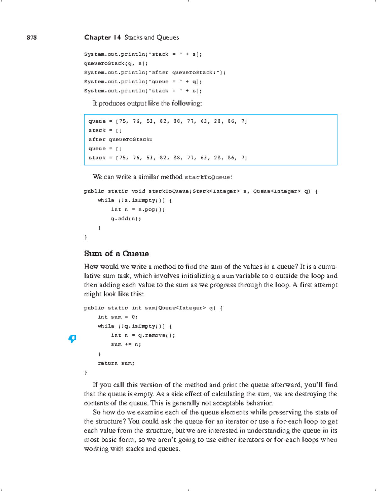 Ch14-3ed-sample - System.out("stack = " + s); queueToStack(q, s ...