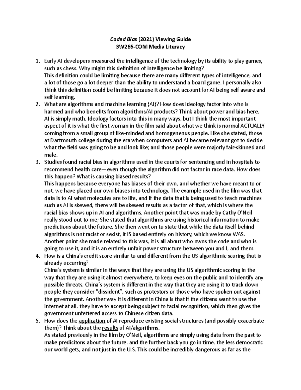 Coded Bias Viewing Guide - Coded Bias (2021) Viewing Guide SW266-COM ...