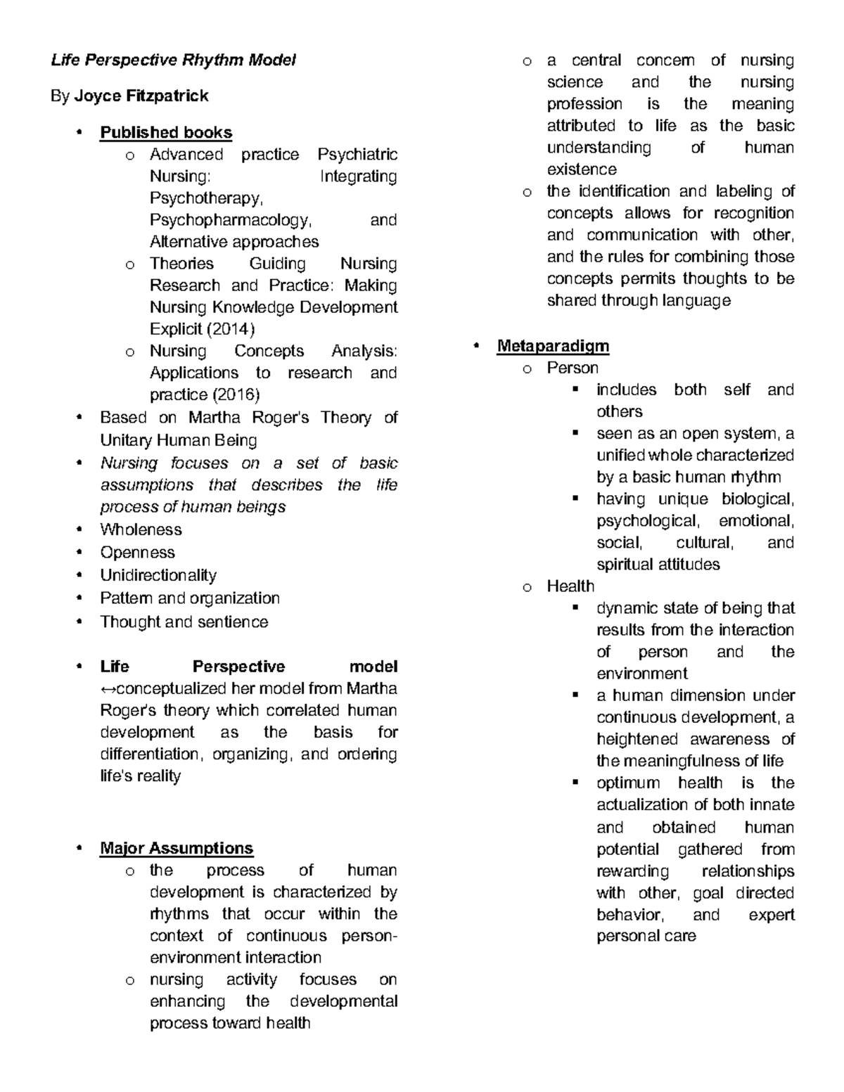 Life Perspective Rhythm Model - Studocu