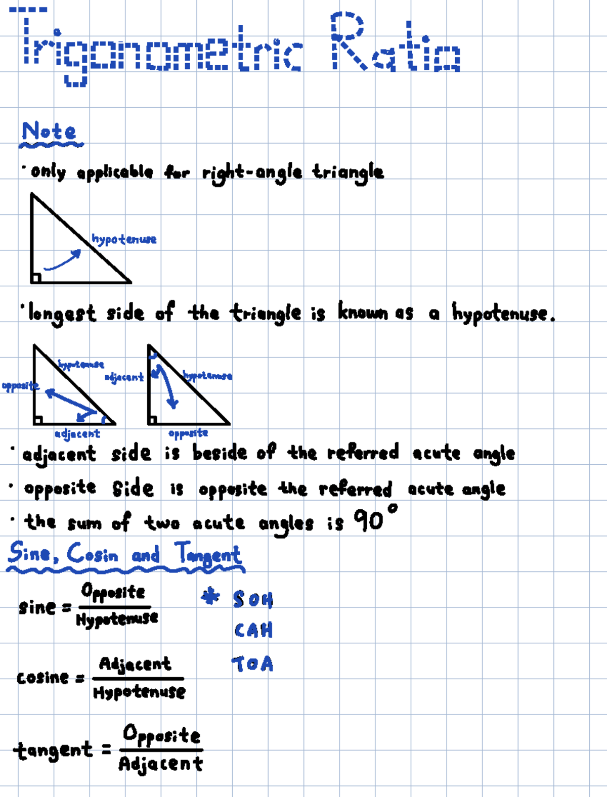 Chapter 5 Trigonometric Ratios - C o C pplicable for right angle ...