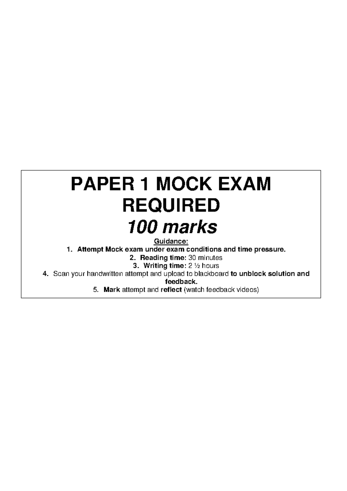 Mock 1 Required - cta - PAPER 1 MOCK EXAM REQUIRED 100 marks Guidance ...
