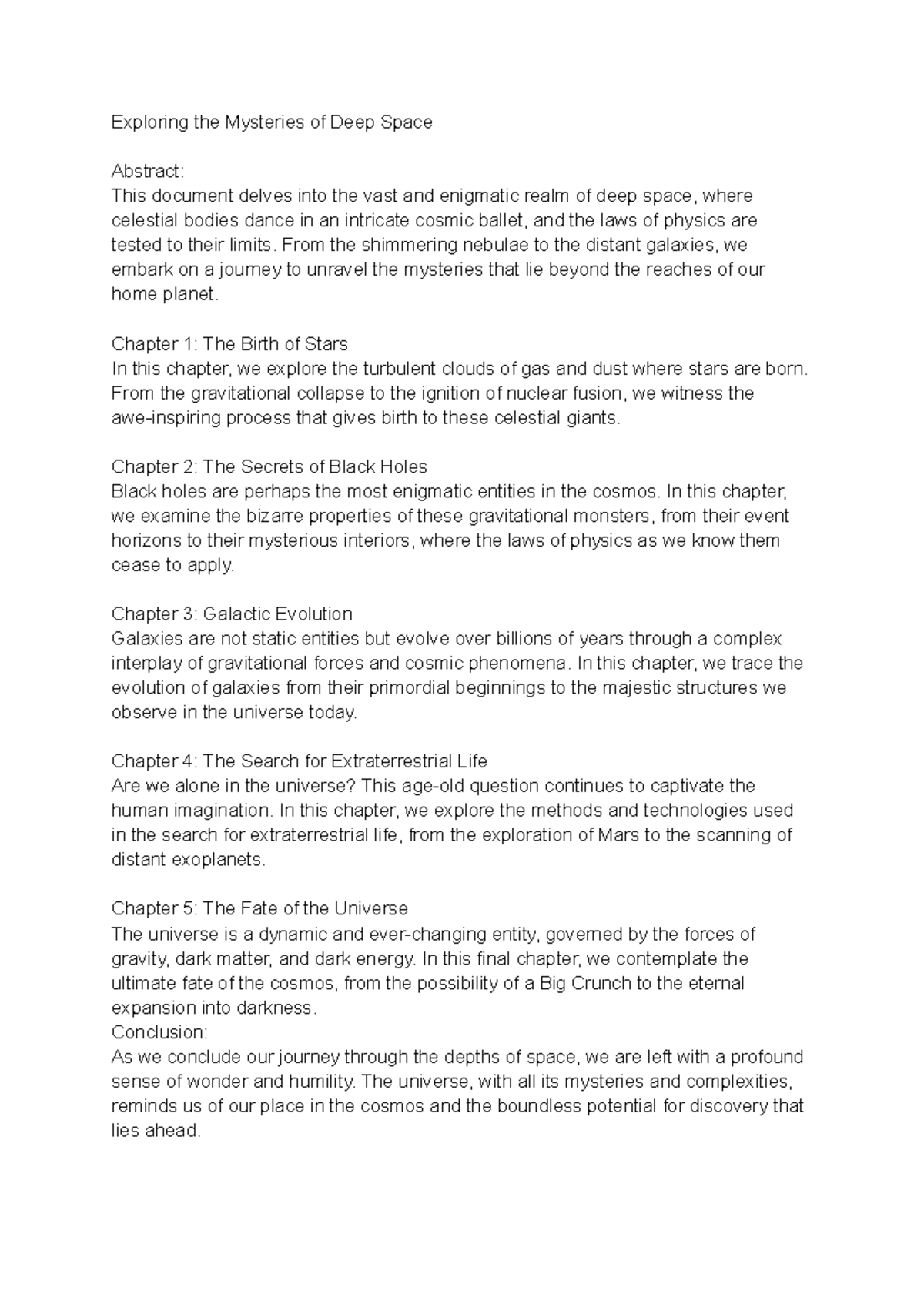 Exploring the Mysteries of Deep Space - Exploring the Mysteries of Deep Space Abstract: This ...