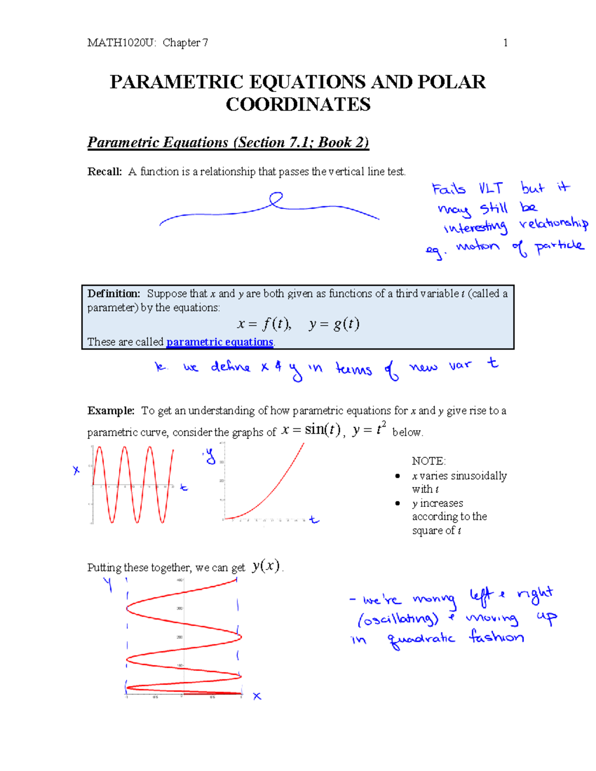 Mod6b parametric Ilona - PARAMETRIC EQUATIONS AND POLAR COORDINATES ...