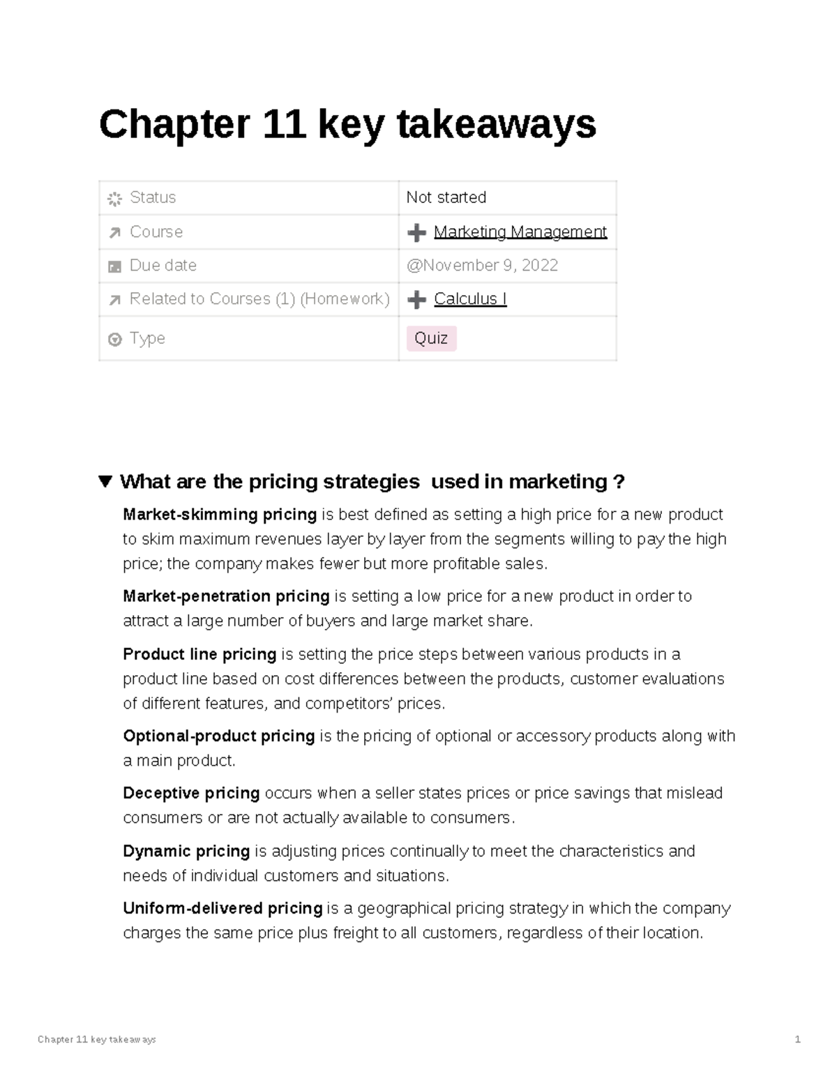 Chapter 11 notes Marketing in action - Chapter 11 key takeaways 1 ...