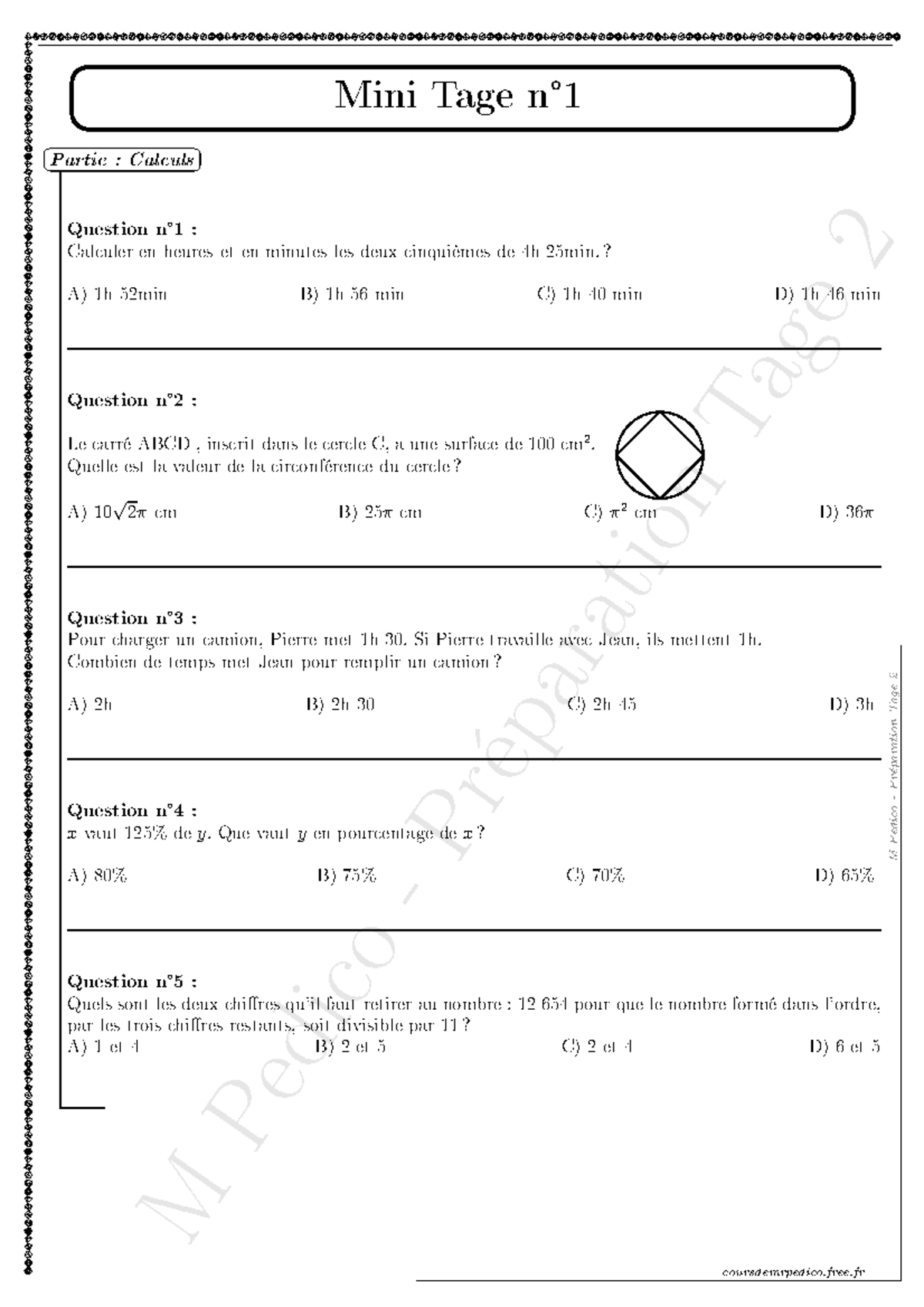 entrainement tage 2 maths - M P edi o - Préparation T age 2 http://d l ...