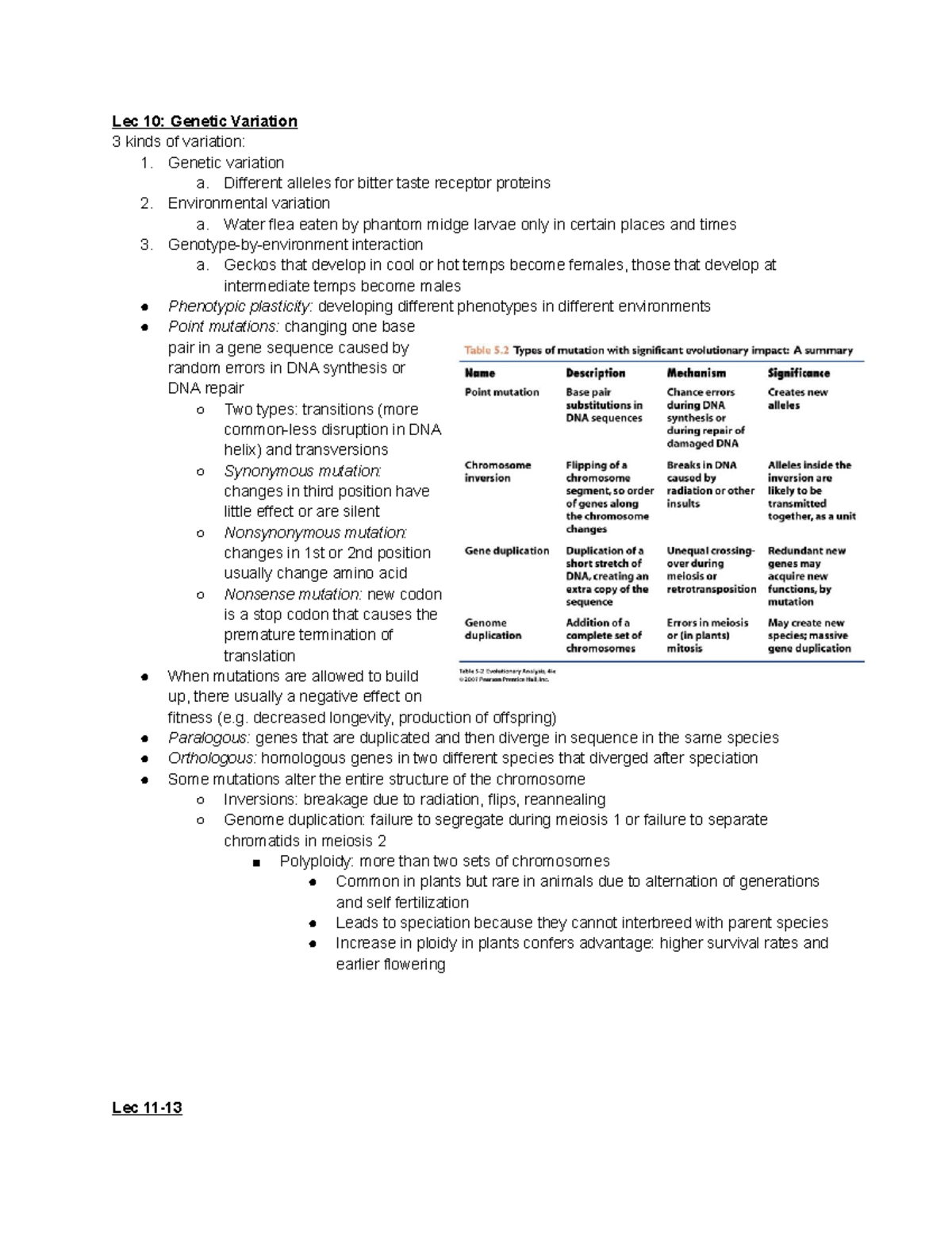 BIOL 312 Unit 2 Study Guide - Lec 10: Genetic Variation 3 kinds of ...