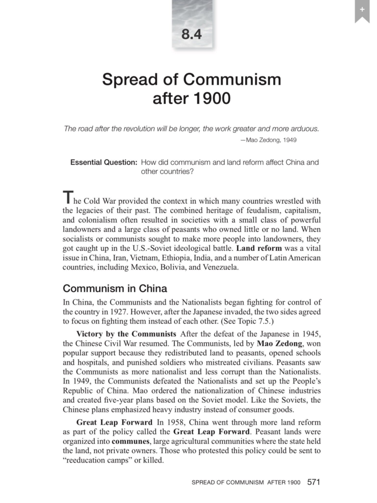 Amsco-8 - Asmco chapter 8 - 8 Spread of Communism after 1900 The road ...