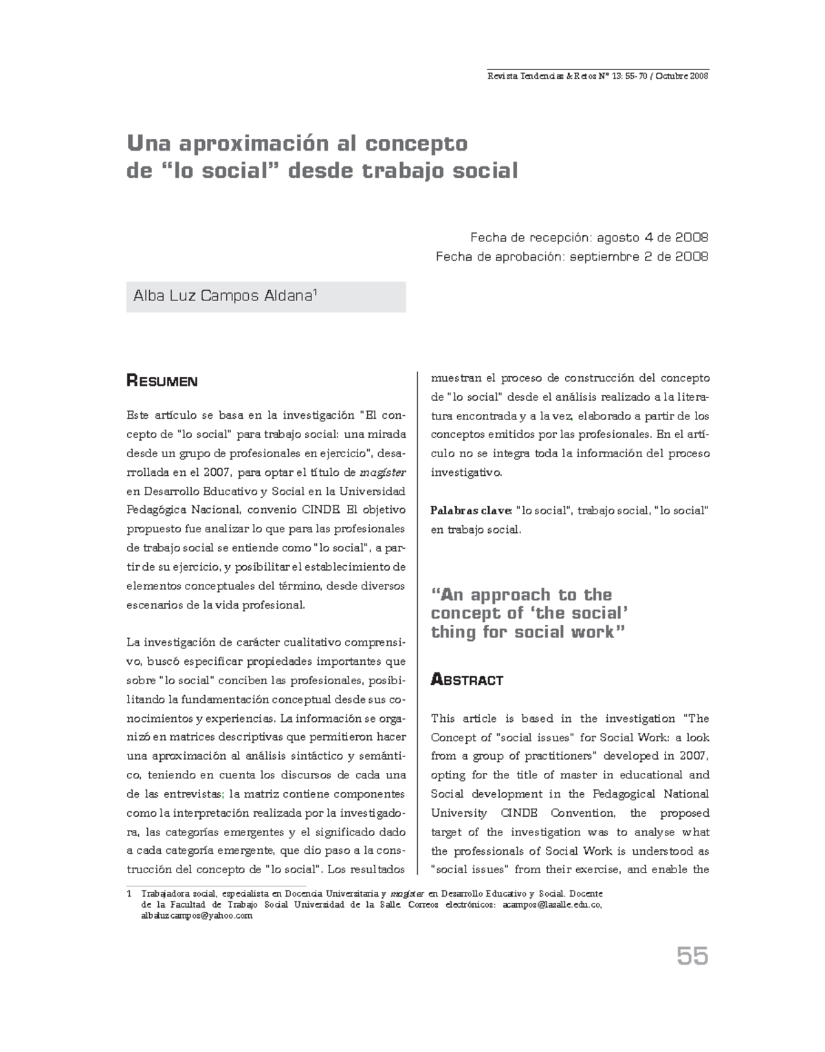 Una Aproximación Al Concepto De Lo Social Desde Trabajo Social ...