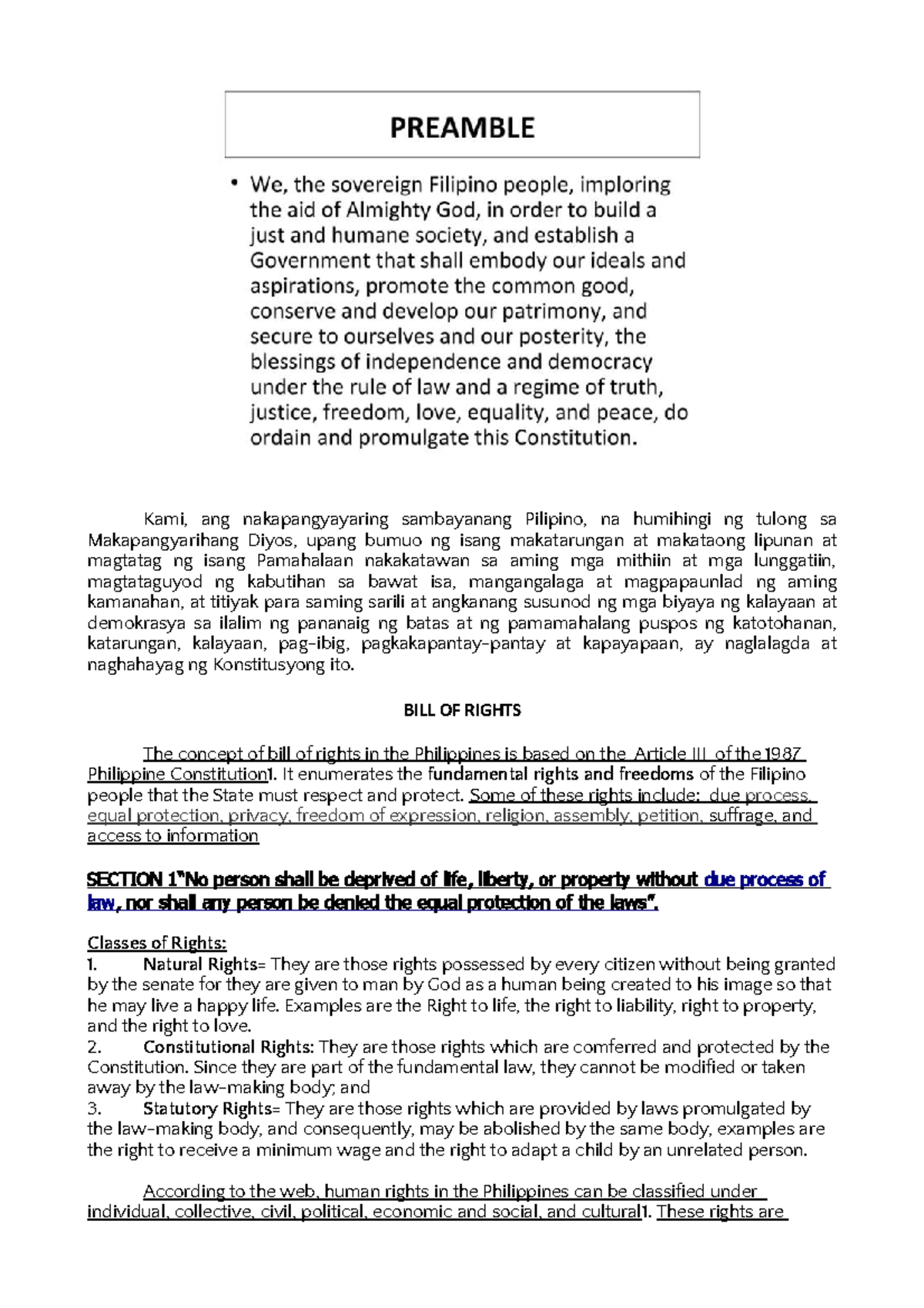 Preamble OF 1987 Philppine Constitution - Kami, ang nakapangyayaring ...