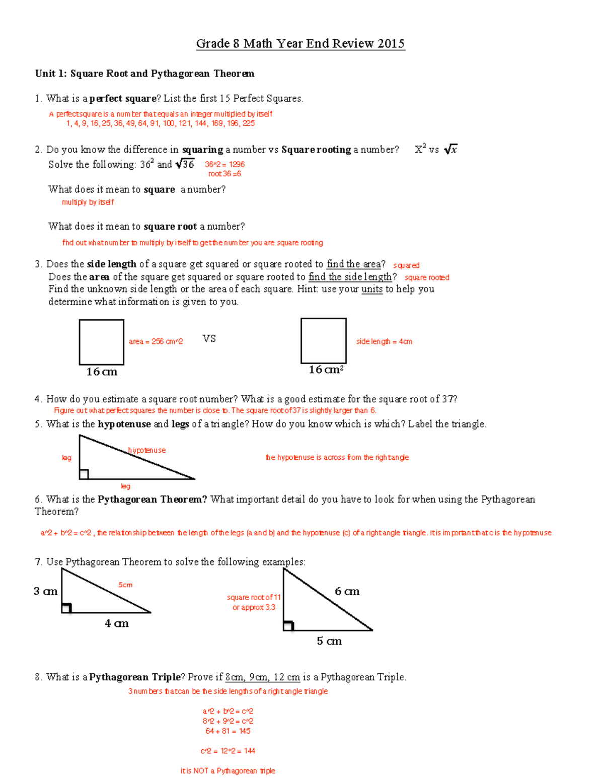AK Math 8 Year End Review Booklet - Grade 8 Math Year End Review 2015 ...