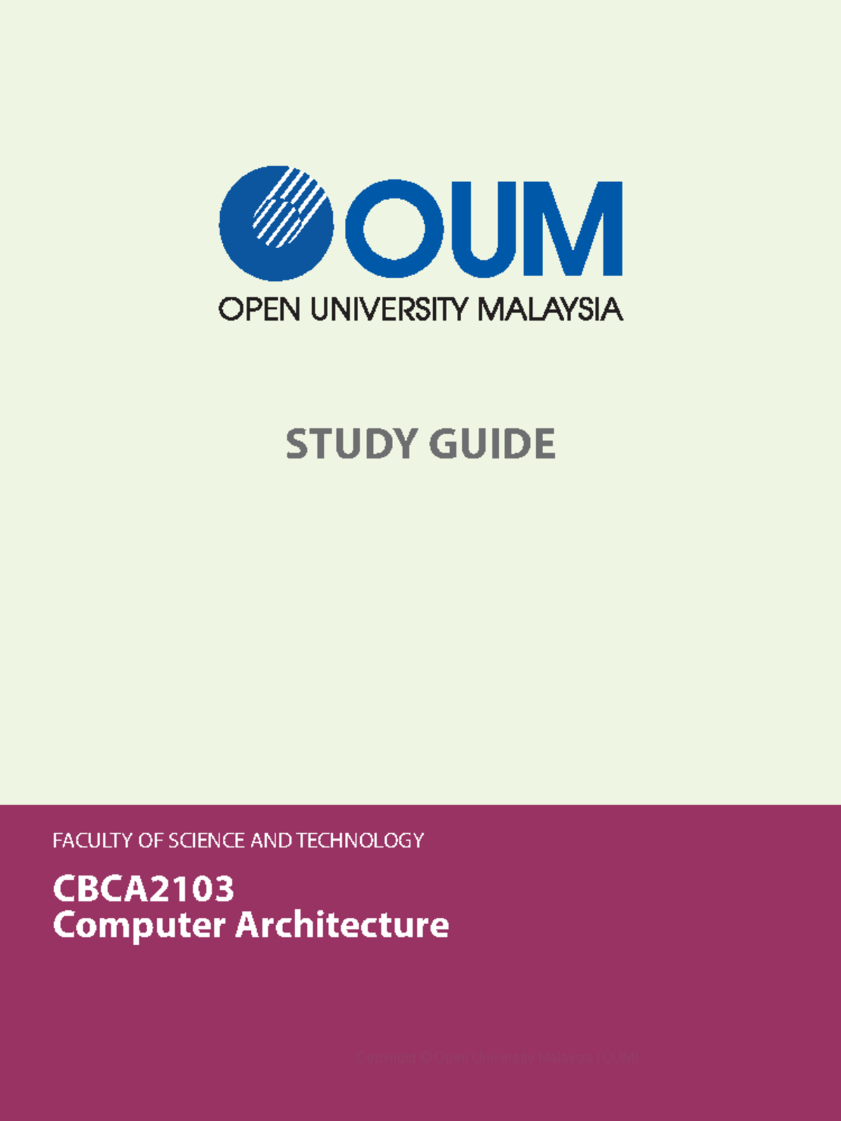 CBCA2103 Computer Architecture - FACULTY OF SCIENCE AND TECHNOLOGY CBCA ...