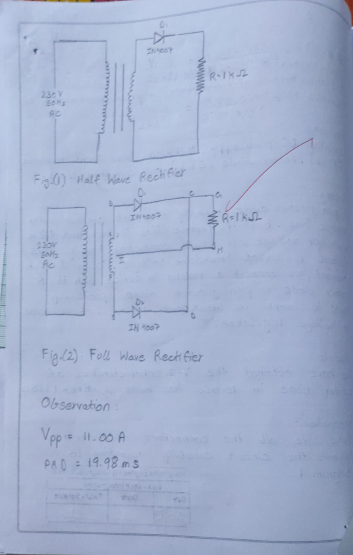 Hlaf and full wave rectifier - 230 V ####### Fa0) #alE ####### ae fechfer 230V Observaton INHD ...