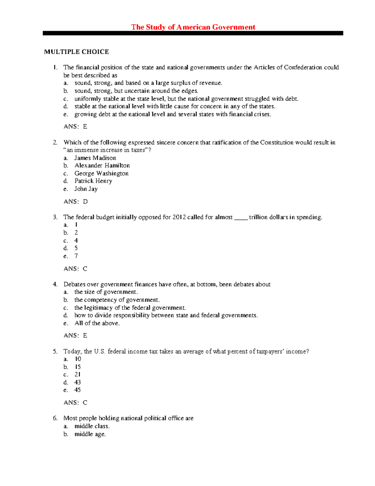 The Study of American Government Institutions and Policies - The Study ...