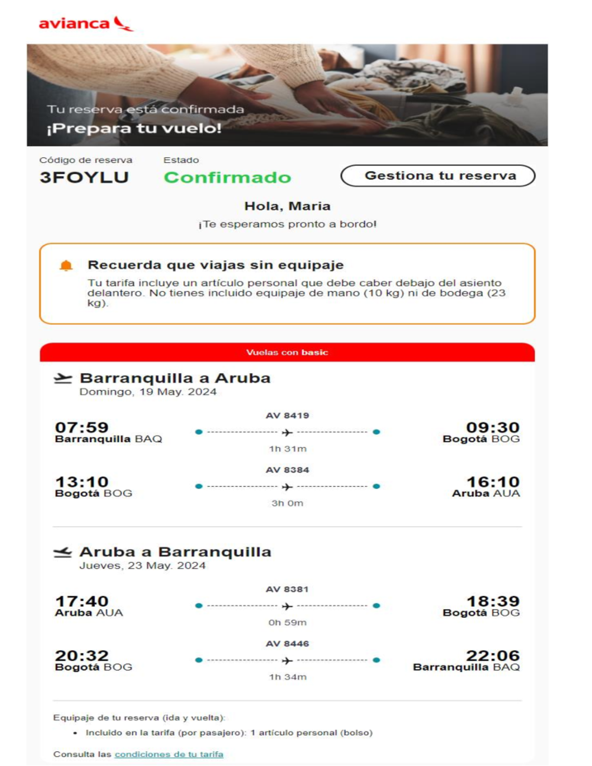 Factura polizas - apunte importante - avianca Tu reserva está ...