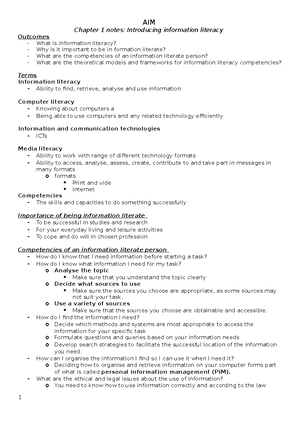 AIM 111 Notes - AIM 111 NOTES SEMETER 1 QAURTER 1 & 2 Chapter 1: What ...