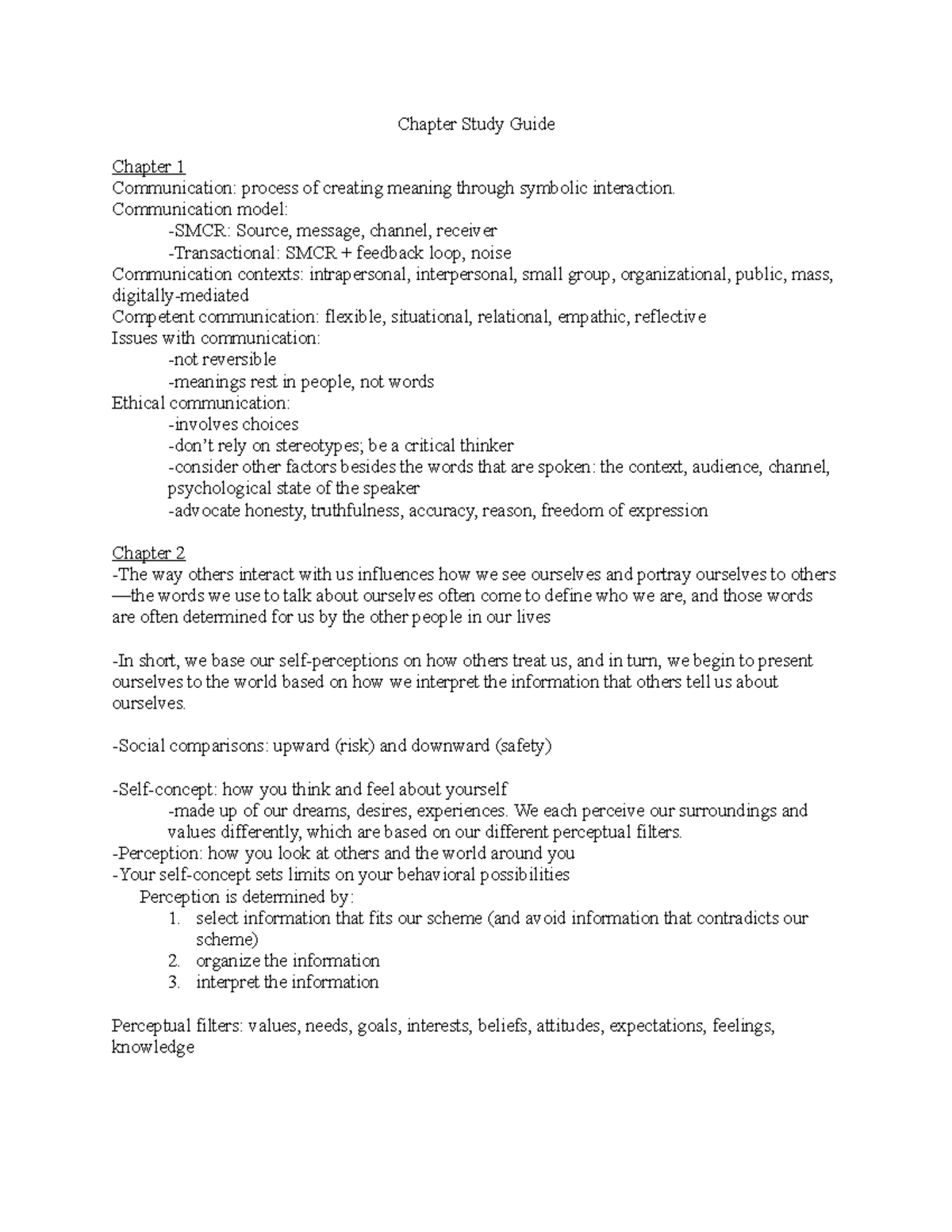 Midterm Study Guide - Chapter Study Guide Chapter 1 Communication ...