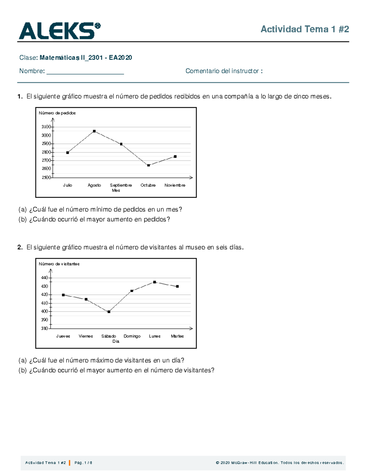 Aleks ejercicio 1 - Actividad Tema 1 Clase: Matemáticas II_2301 - EA ...