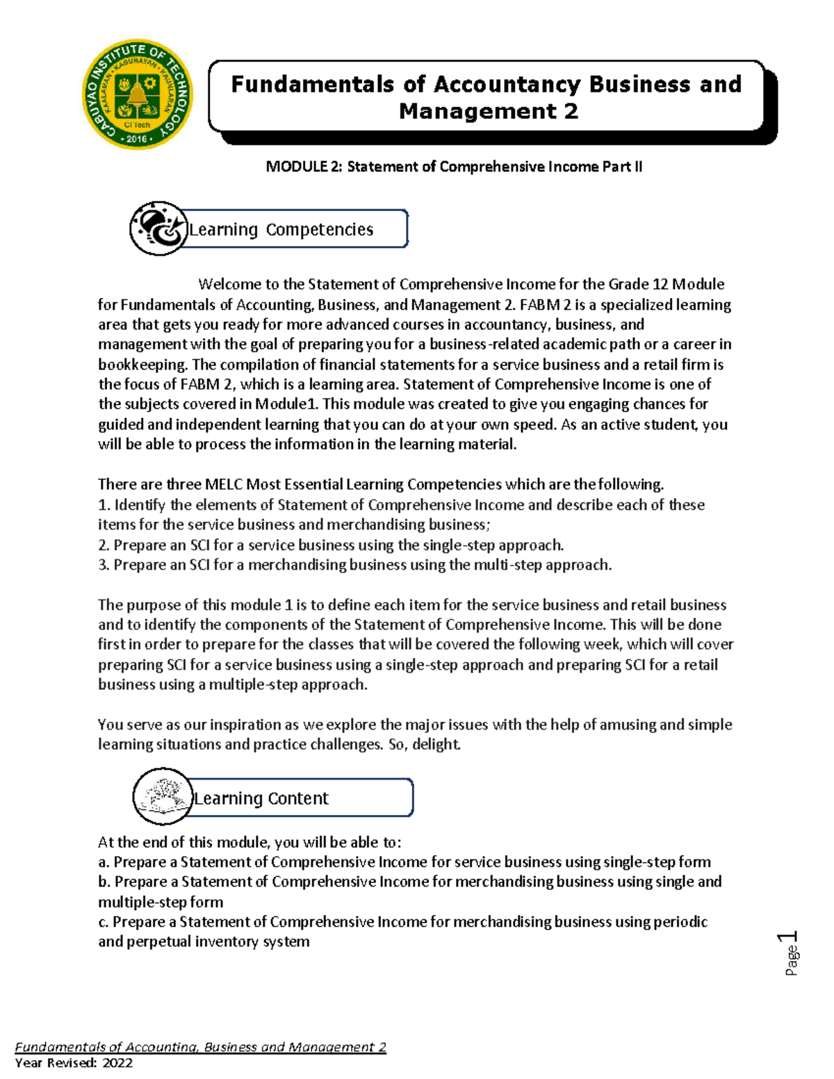 FABM2-Module-2 - Fundamental of Accounting, Business, and Management 2 ...
