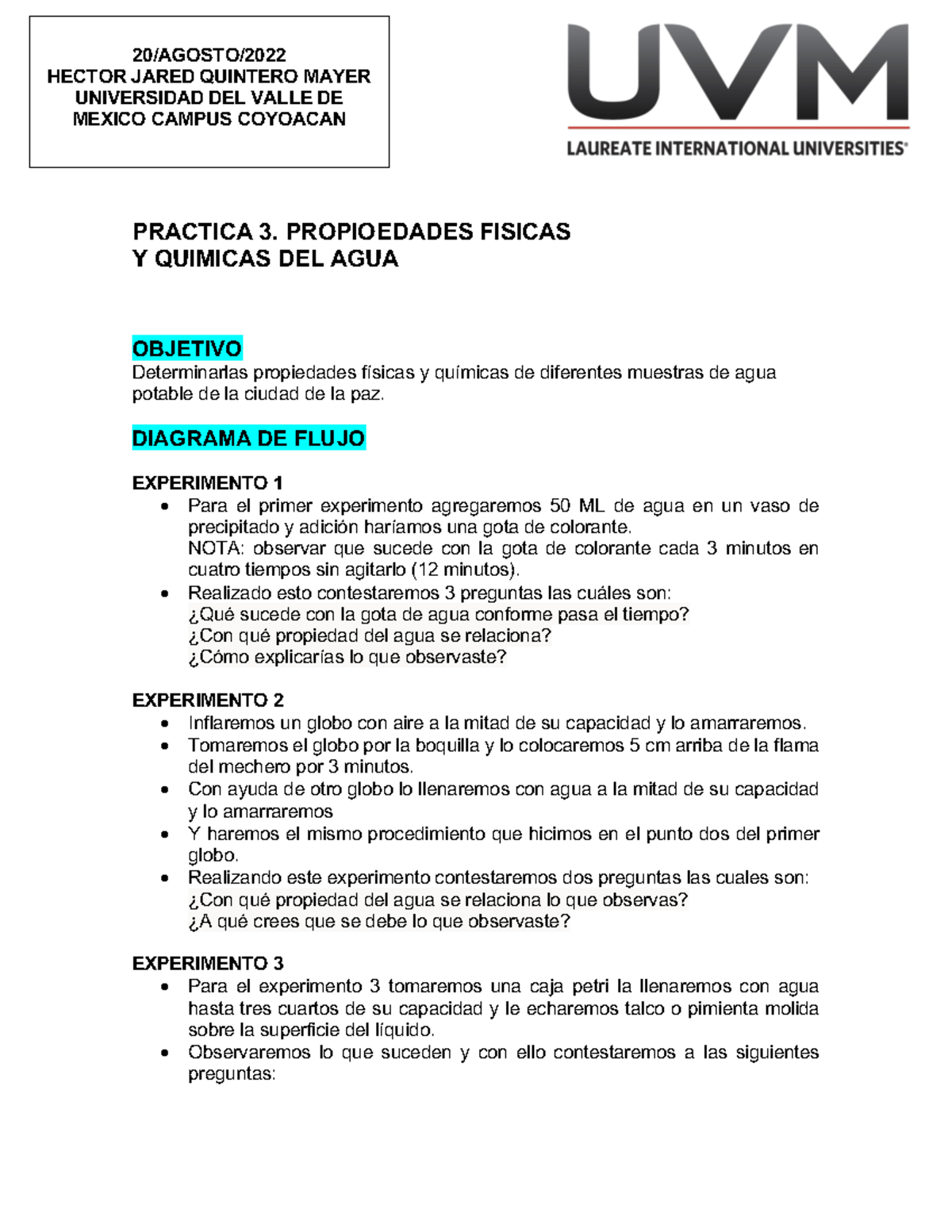 Reporte Previo Practica 3 - PRACTICA 3. PROPIOEDADES FISICAS Y QUIMICAS ...