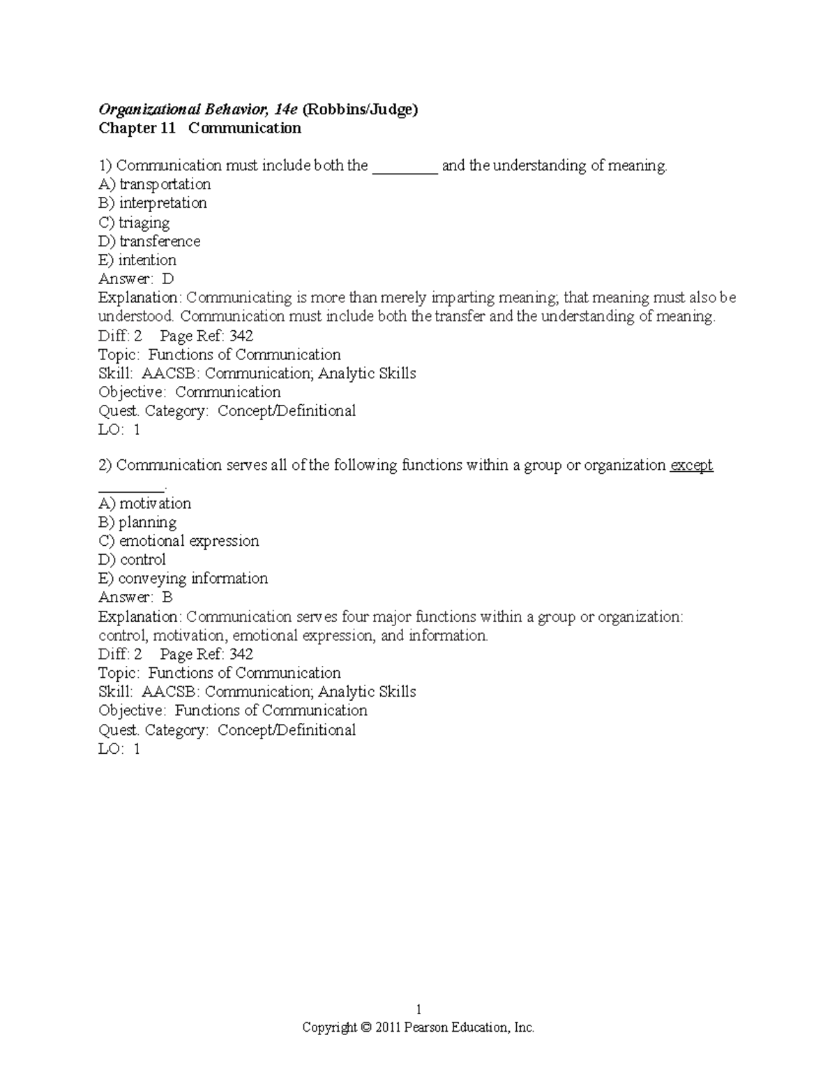 Sample/practice exam 2020, questions and answers - Organizational ...