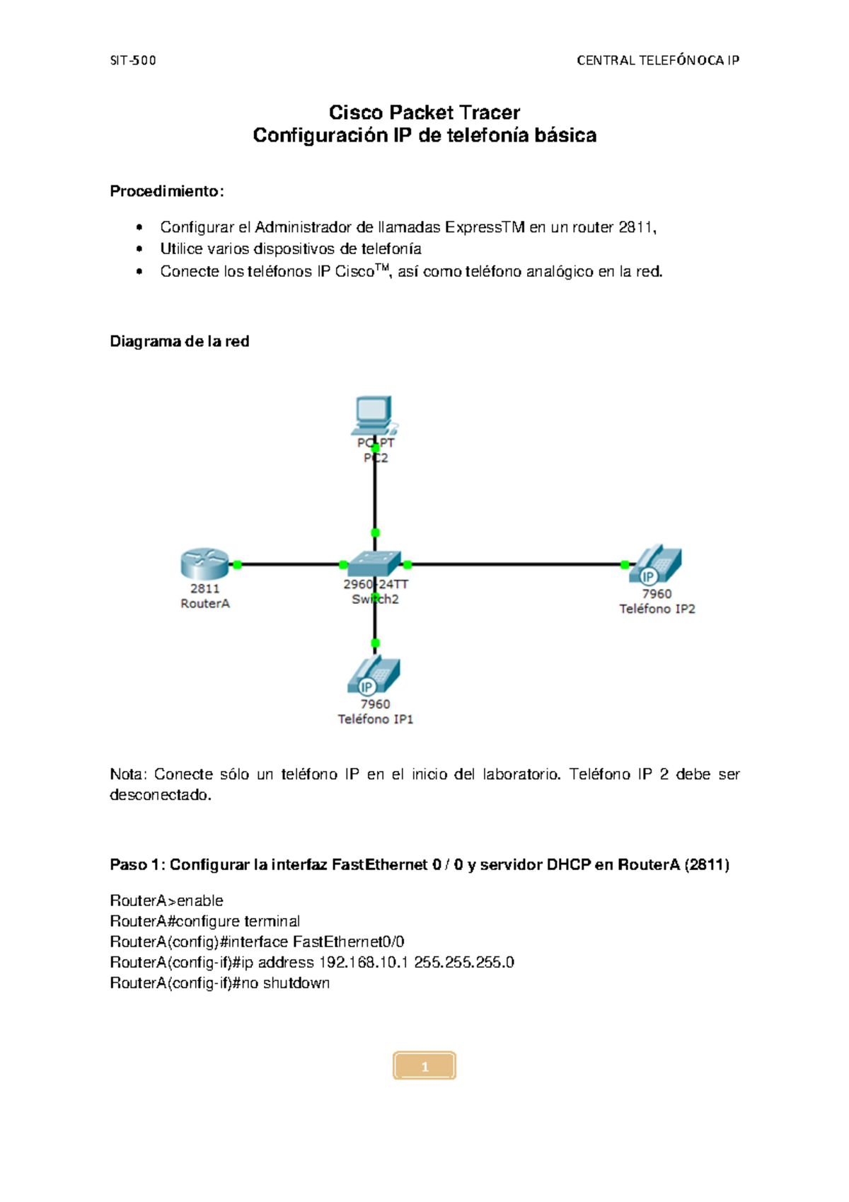 Voz ip packet tracer - Cisco Packet Tracer Configuración IP de telefonía básica Procedimiento ...