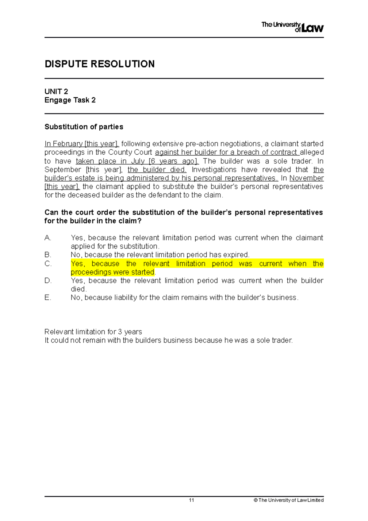 Dispute Resolution - DISPUTE RESOLUTION UNIT 2 Engage Task 2 ...