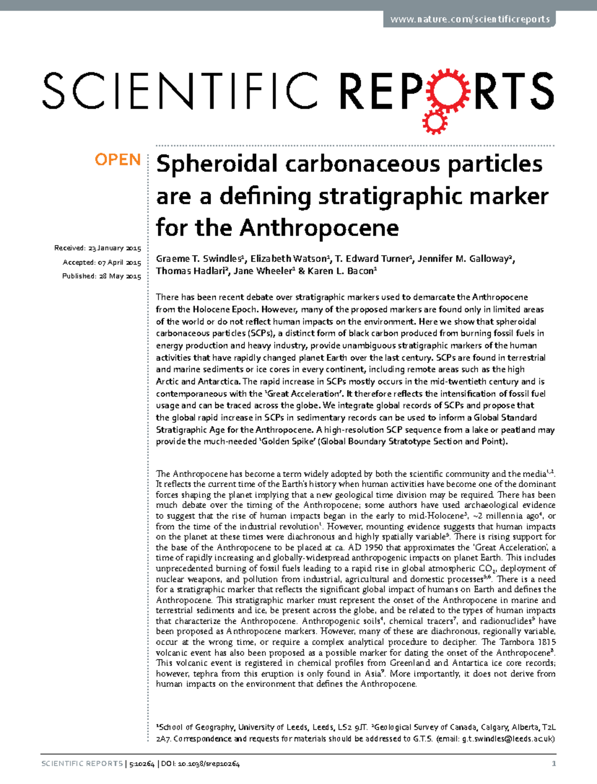 Swindles, Watson et Al., paper for tutorial - DUMF1043 - Studocu