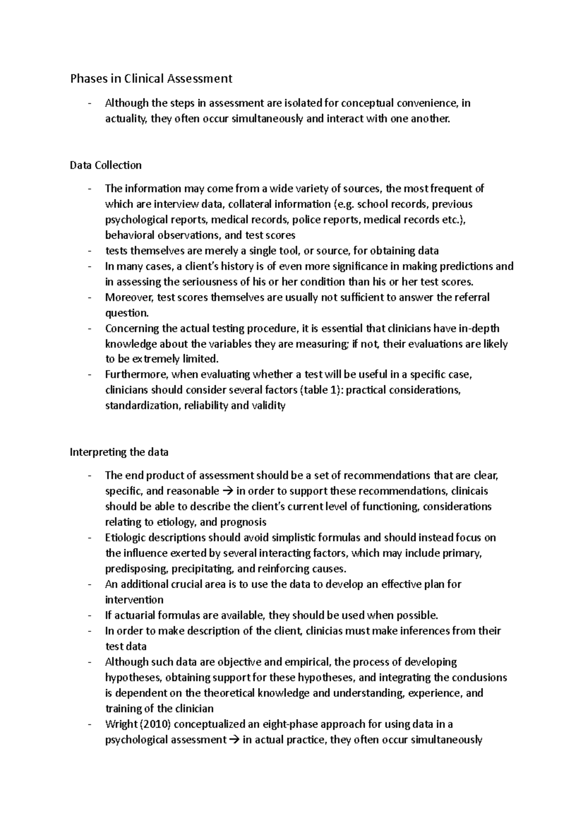Phases in Clinical Assessment - Phases in Clinical Assessment Although ...