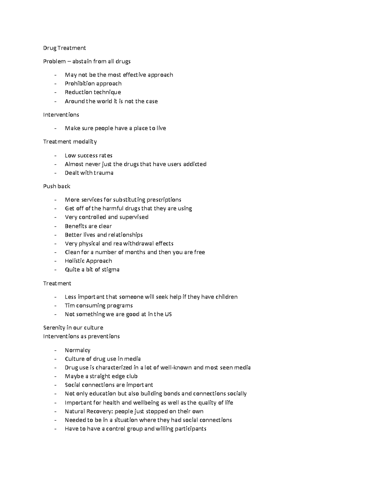 DS Notes 4 - Drug Treatment Problem – abstain from all drugs May not be ...