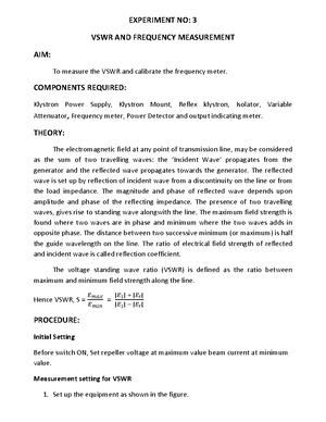 Lab manual-1-13 - FAMILIARISATION OF MICROWAVE COMPONENTS- TUNABLE ...