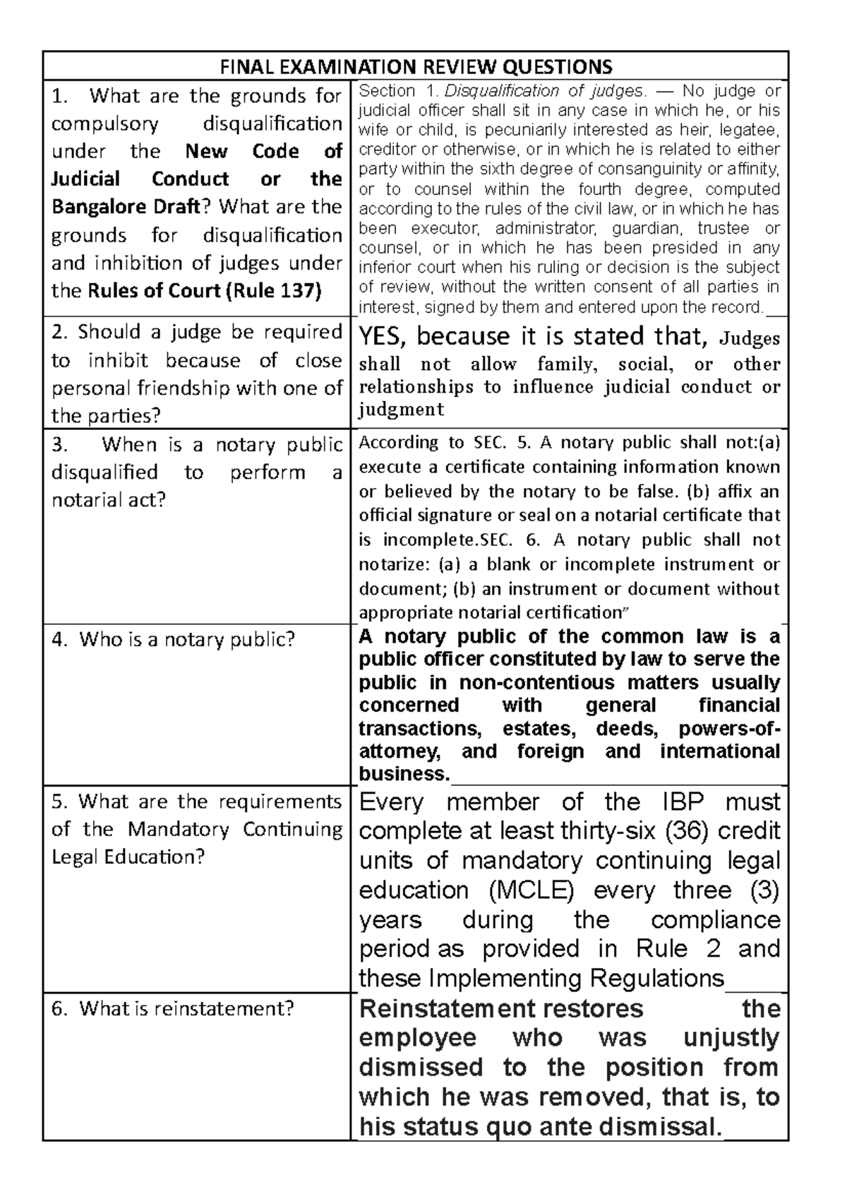 Final- Exams Review- Questions-1 - FINAL EXAMINATION REVIEW QUESTIONS 1 ...
