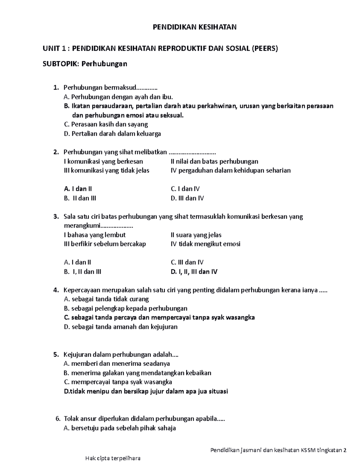 TING 2.UNIT 1 PK 5.0 Perhubungan - PENDIDIKAN KESIHATAN UNIT 1 ...