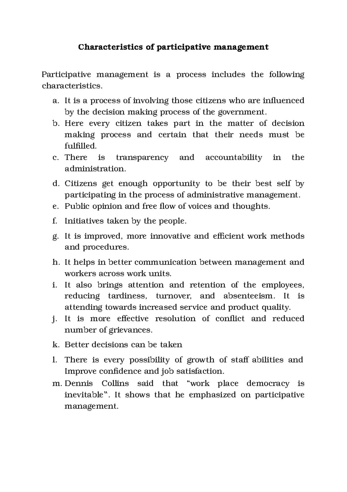 Characteristics of participative management - Administrative Theory ...