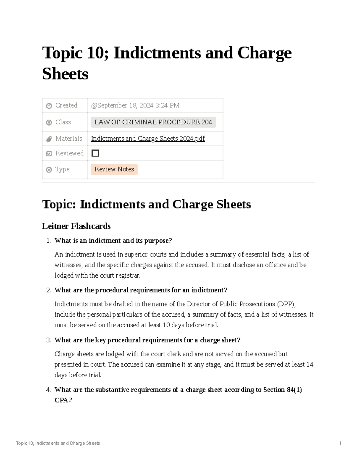 Topic 10 Indictments and Charge Sheets - Topic 10; Indictments and ...