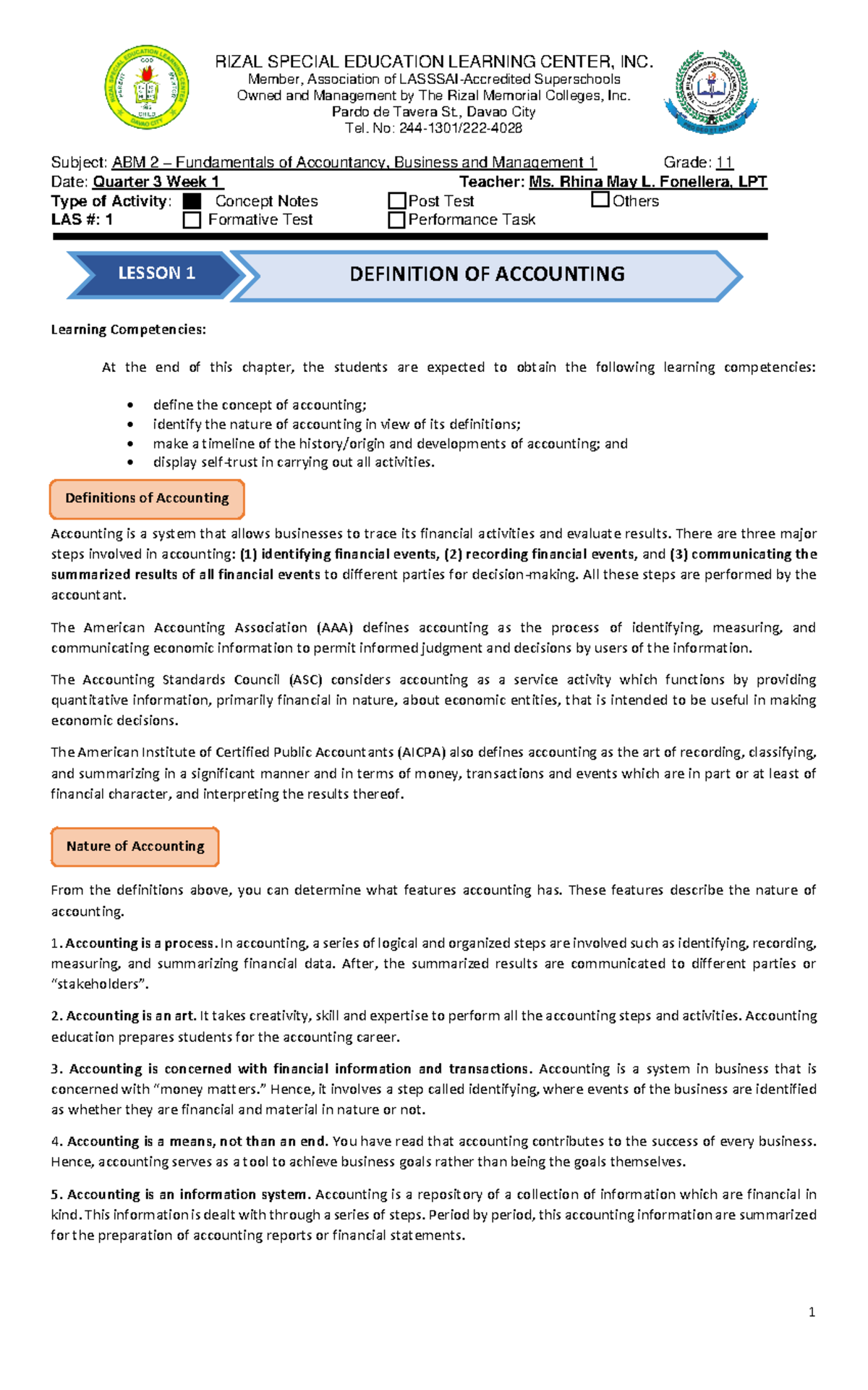 ABM 2 FABM1 Week 1 Lesson 1 - RIZAL SPECIAL EDUCATION LEARNING CENTER ...