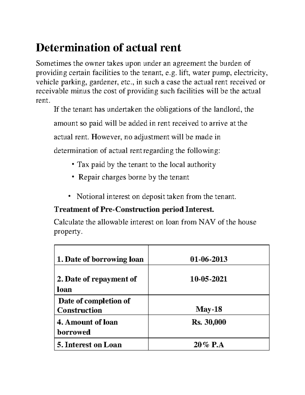 Determination of actual rent - Determination of actual rent Sometimes ...