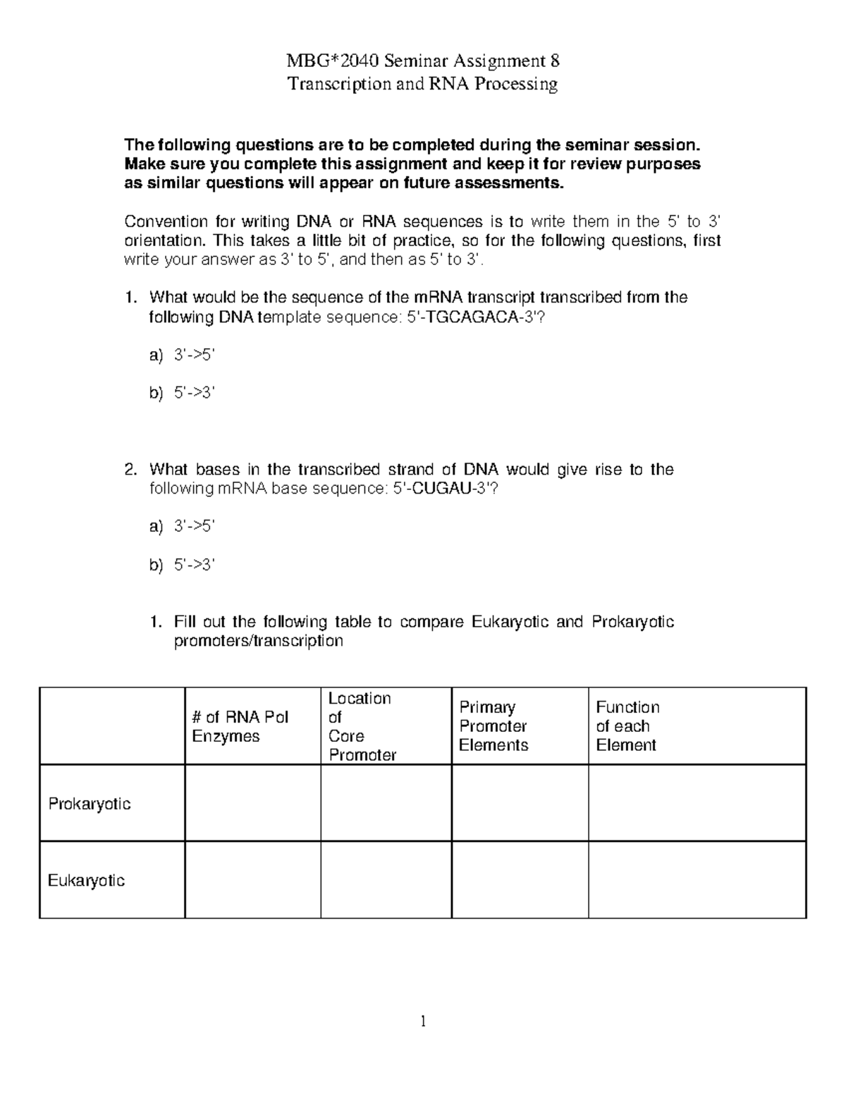 F22 Transcription-Seminar 8 - MBG*2040 Seminar Assignment 8 ...