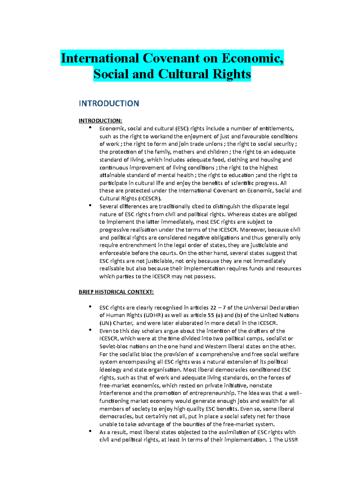 International Covenant on Economic, Social and Cultural Rights ...