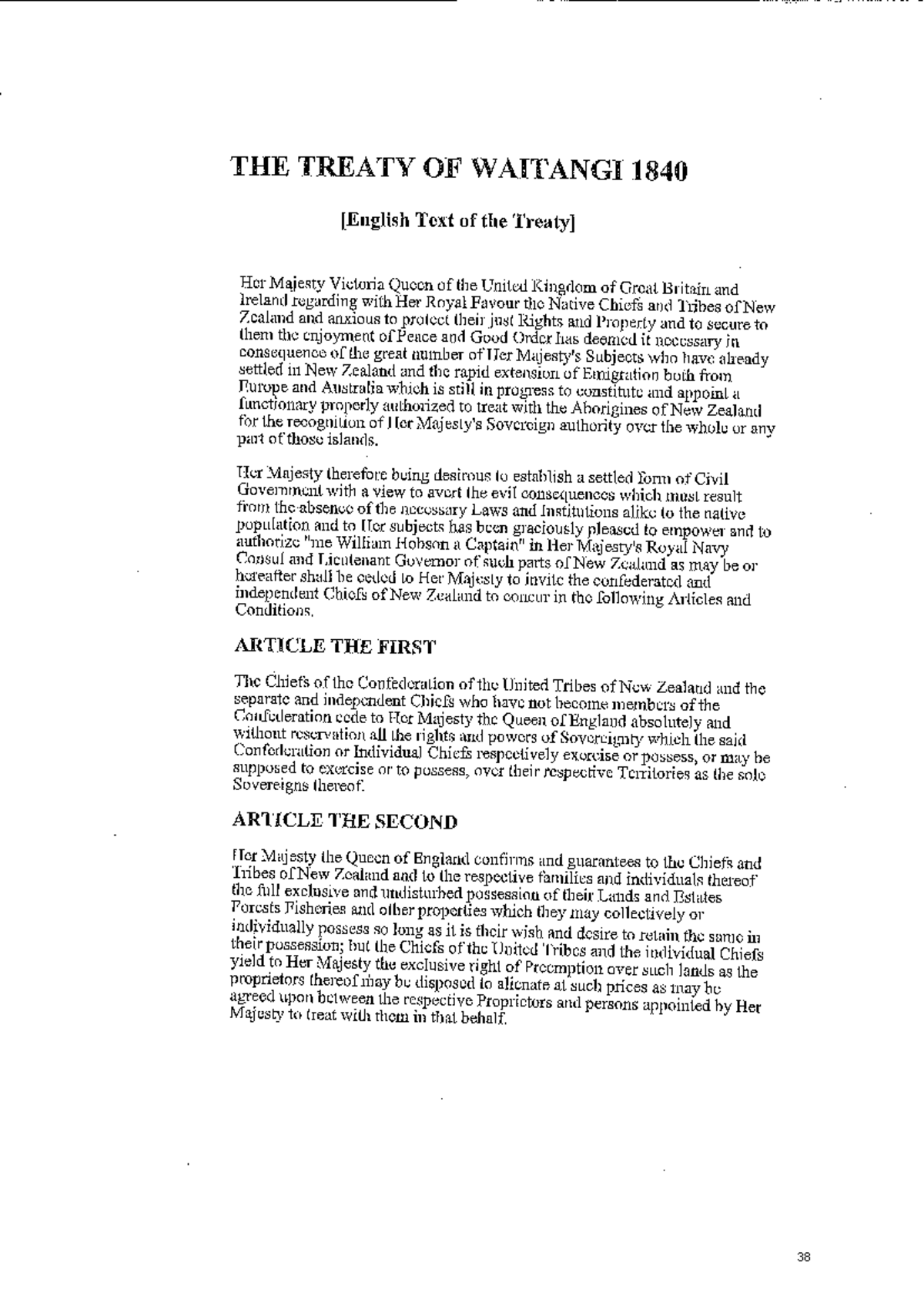 Text of the Treaty of Waitangi incl Kawharu translation - Public Law ...