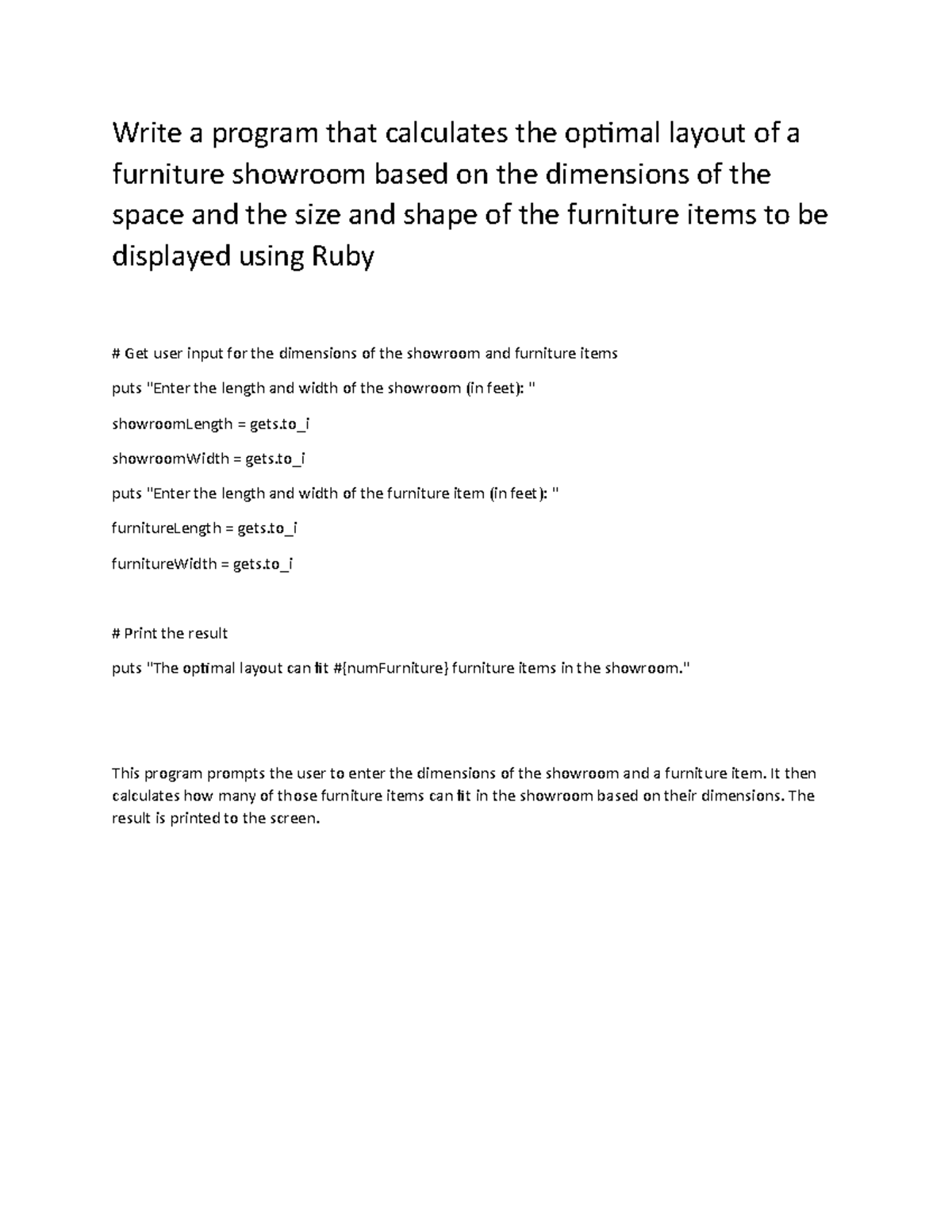 Comp6024-optimal layout-Ruby - Write a program that calculates the ...