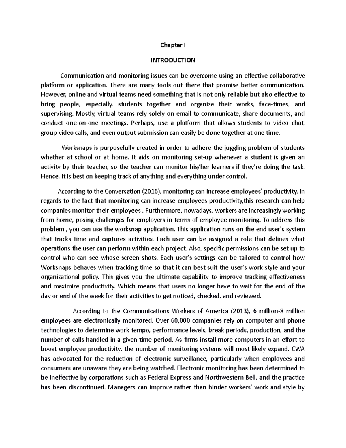 Worksnaps-WPS Office - Chapter I INTRODUCTION Communication and ...