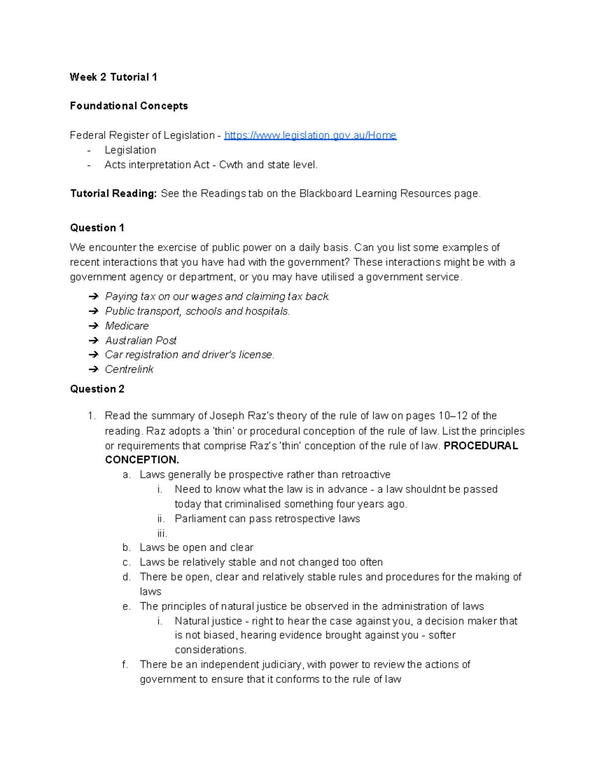 Week 2 Tutorial - Week 2 Tutorial 1 Foundational Concepts Federal ...