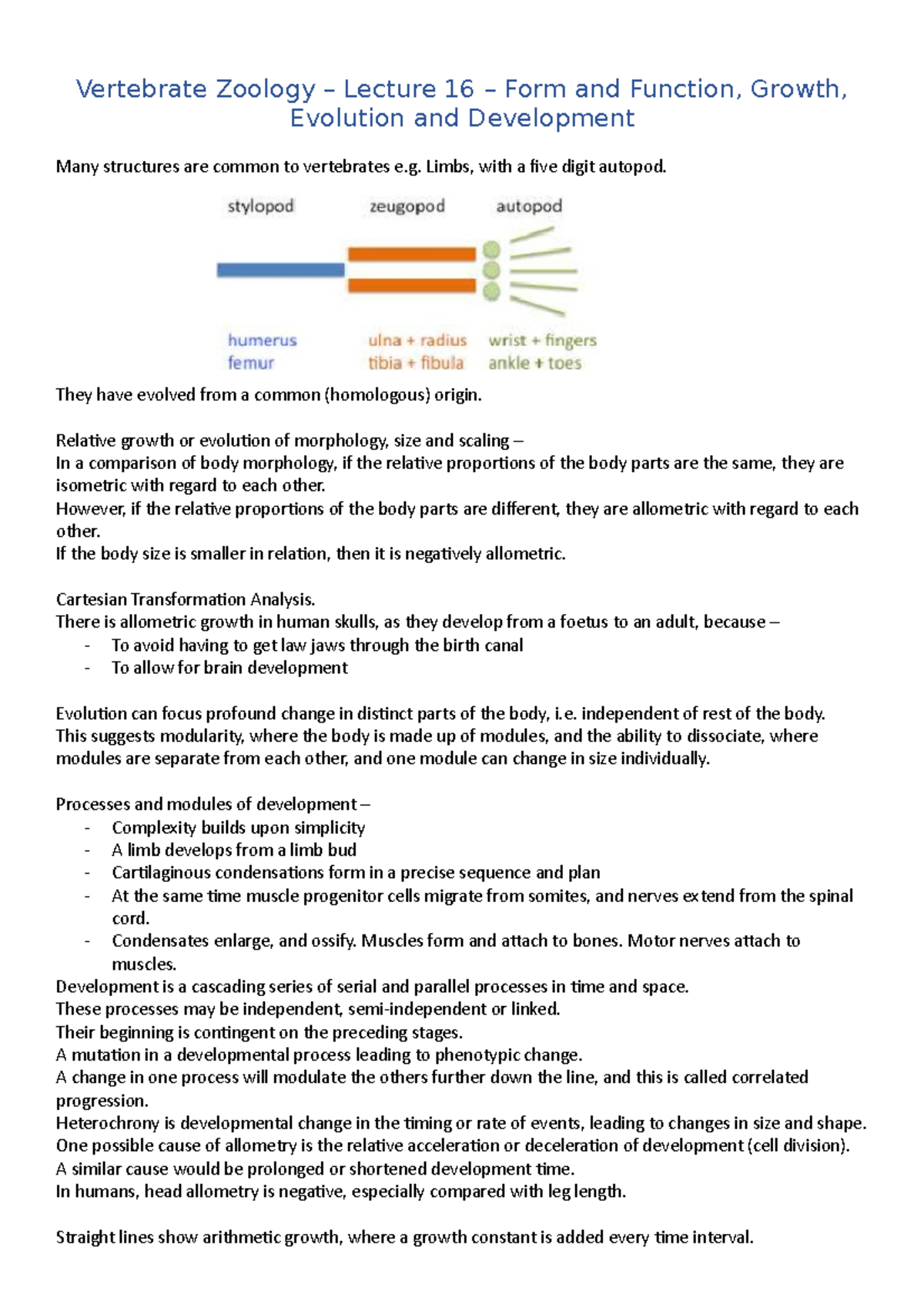 Vertebrate Zoology Lecture 16 - Vertebrate Zoology – Lecture 16 – Form ...