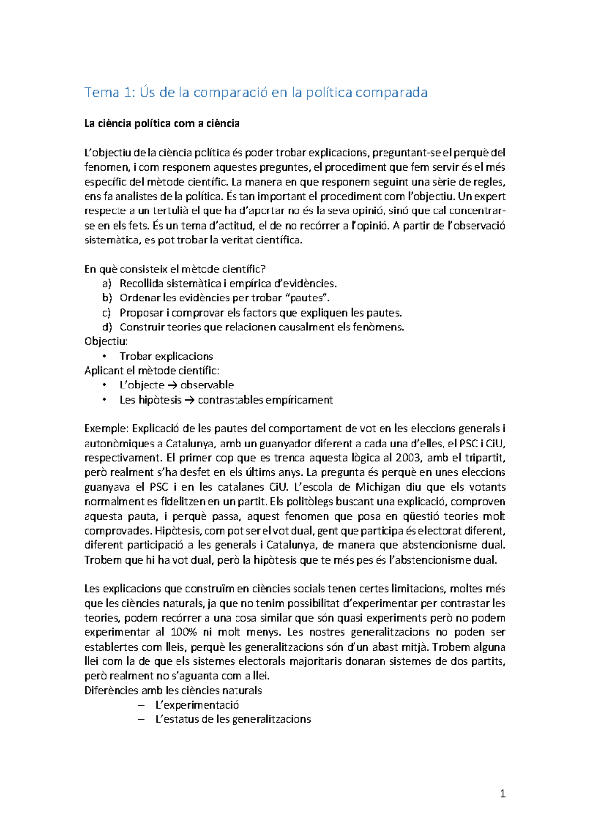 Política Comparada I_Apunts - Tema 1: de la en la comparada La com a de ...
