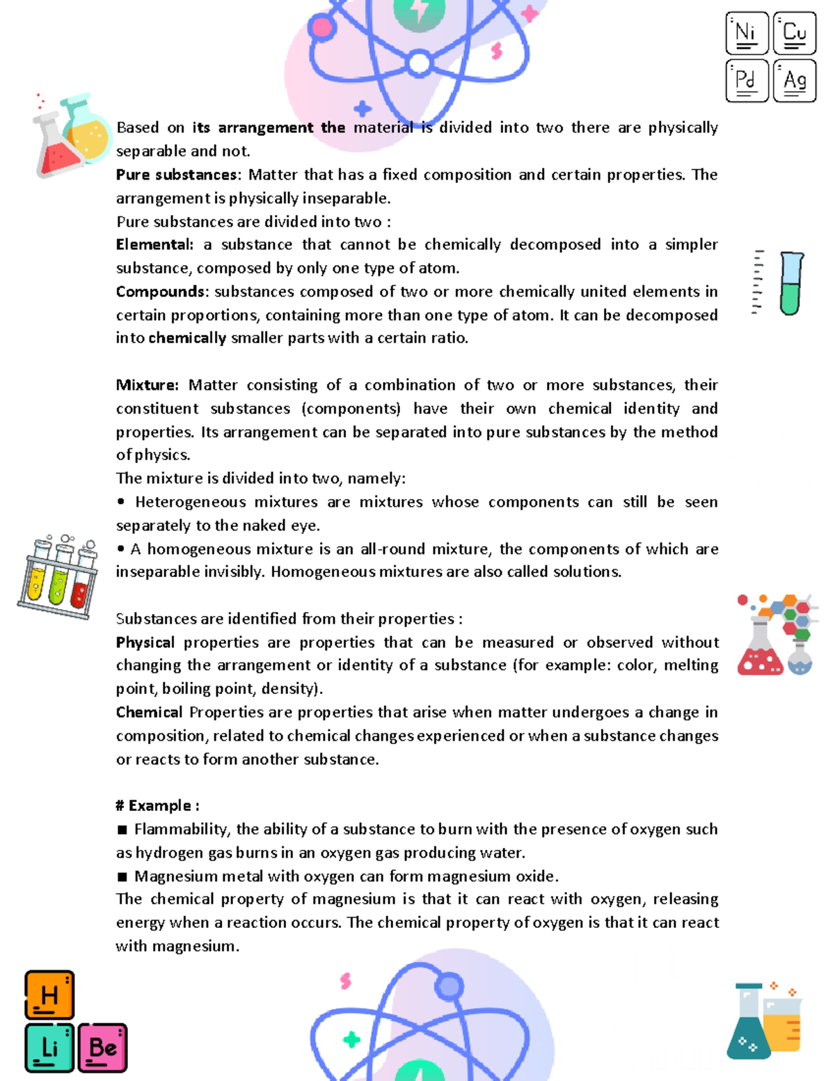 Based on its arrangement the material - Pure substances: Matter that ...