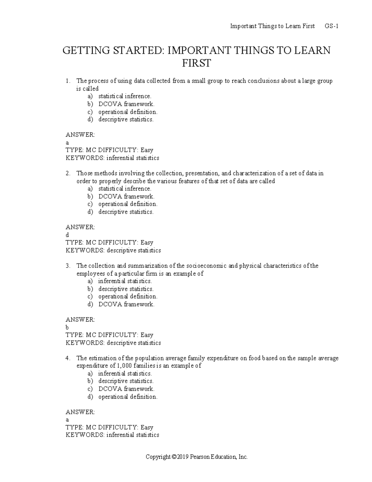 Sample Test Bank for Basic Business Statistics 14th by Berenson ...