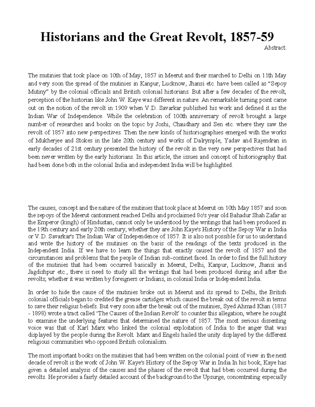 Historians and Revolt 1857 Updated - Historians and the Great Revolt ...