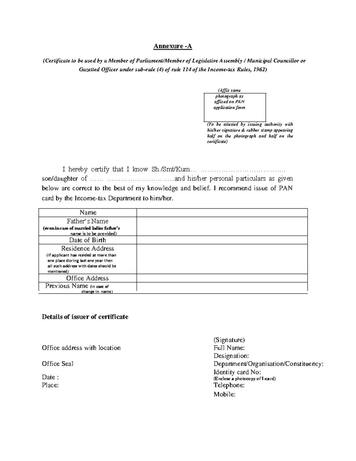 Gazate Office format - Best of MBA - Annexure -A (Certificate to be used by a Member of - Studocu